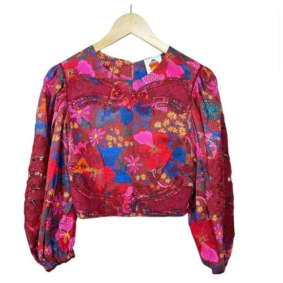 FARM Rio | Tops | Anthropologie Farm Rio Wild Life Embroidered Crochet ...